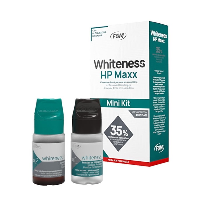 Clareador Whiteness HP Maxx 35% + Top Dam Mini Kit - FGM | Dental Proclin